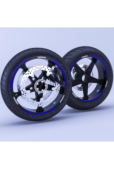 Çınar Extreme Yamaha Yazılı 3 Parçalı Reflektif Mavi Yamaha MT-10 Jant Şeridi Sticker