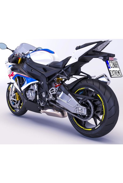 Çınar Extreme Yamaha Yazılı 3 Parçalı Floresan Sarı Yamaha YZF R25 Jant Şeridi Sticker