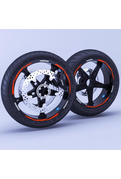 Çınar Extreme Yamaha Yazılı 3 Parçalı Floresan Turuncu Yamaha YZF R25 Jant Şeridi Sticker
