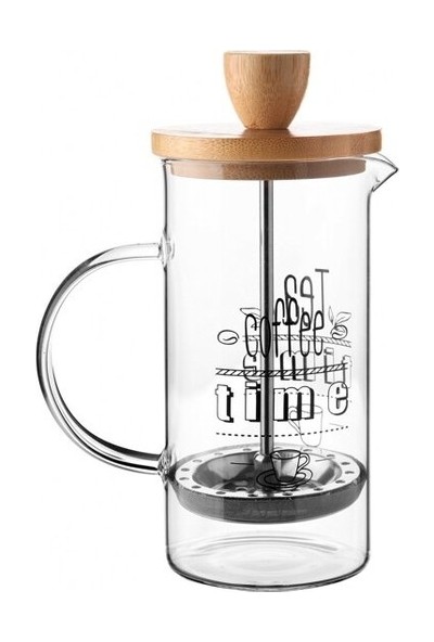 ikraHome Bambu Kapaklı French Press Borosilikat Cam 350 ml Çay & Kahve Demliği