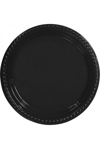 Samur Siyah Plastik Tabak 22 cm 25 Adet