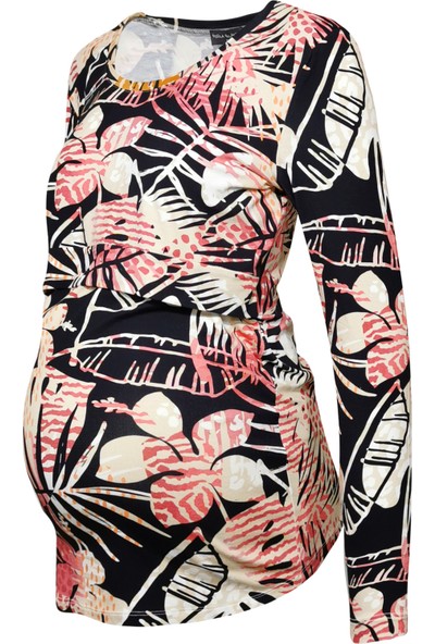 Perla Blanca Emzirme Özellikli Yaprak Desenli Pastel Tonlar Hamile Bluz