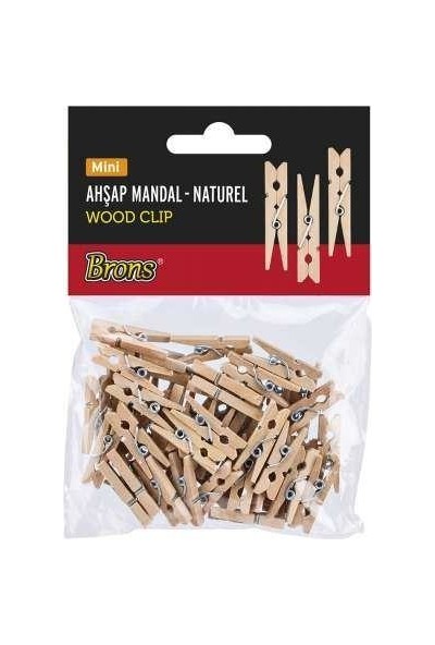 Brons Ahşap Mandal Naturel Mini BR-909 Brons Ahşap Mandal Naturel Mini BR-909