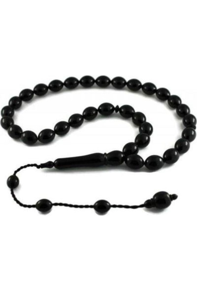 Abbas Shop Erzurum Oltu Taşı Sistemli Kumpaslı Badem Kesim Sade Tesbih