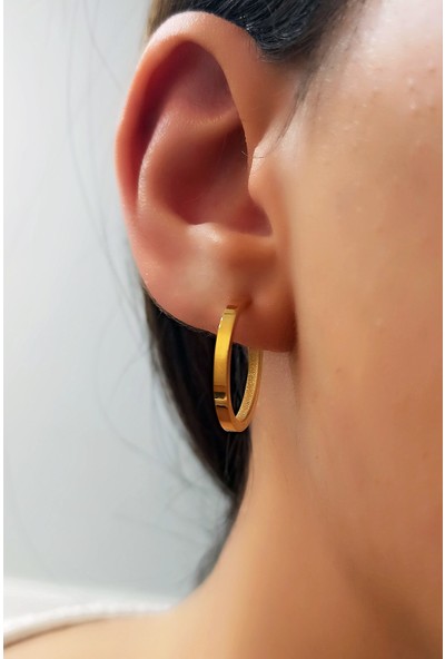 ÇLK Accessories Çelik Kare Kesim Halka Küpe TRKÜPE3493 B33253