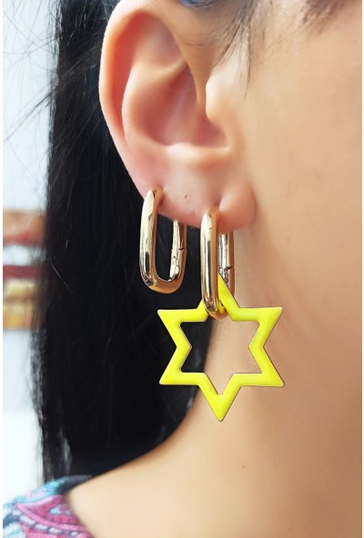 ÇLK Accessories Özel Seri 2'li Renkli Büyük Yıldızlı Küpe B300 ÇLK Accessories Özel Seri 2'li Renkli Büyük Yıldızlı Küpe B300