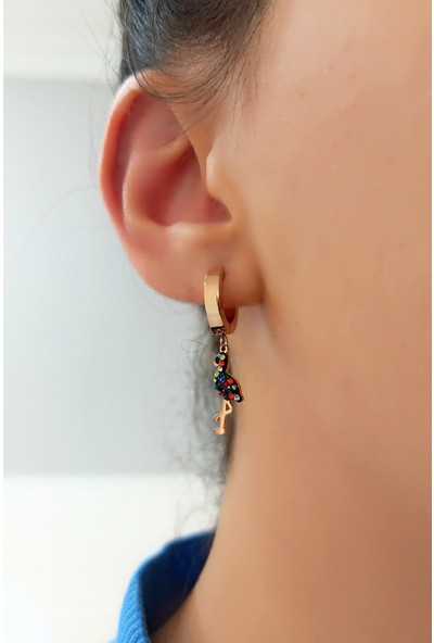 ÇLK Accessories Çelik Renkli Zirkon Taş Flamingo Küpe TRKÜPE3481 B34003 ÇLK Accessories Çelik Renkli Zirkon Taş Flamingo Küpe TRKÜPE3481 B34003