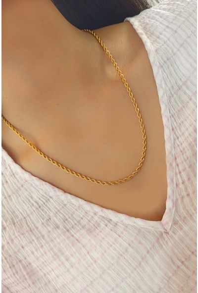 ÇLK Accessories Altın Kaplama Burgu Zincir Kolye B400