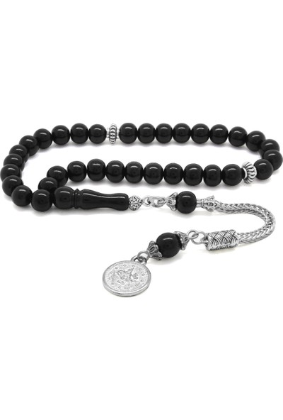 Alis Silver Kararmaz Metal Püsküllü Rus Oltu Tesbih (M-2)