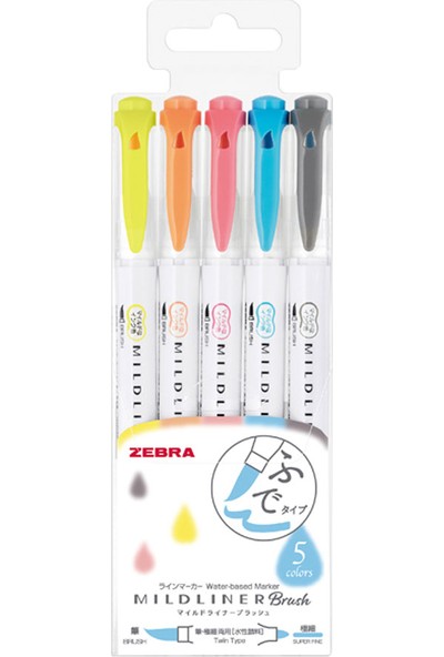 Zebra Mildliner Brush Pen Kalem Seti 5'li Wft8-N-5c
