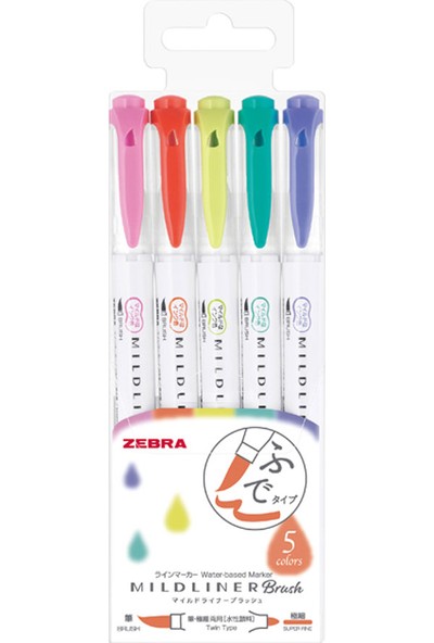 Zebra Mildliner Brush Pen Kalem Seti 5'li Wft8-5c-Hc