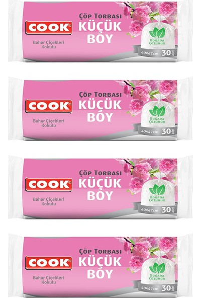 Cook Bahar Çiçekleri Kokulu Çöp Torbası Küçük Boy 30'lu x 4 'lü Cook Bahar Çiçekleri Kokulu Çöp Torbası Küçük Boy 30'lu x 4 'lü