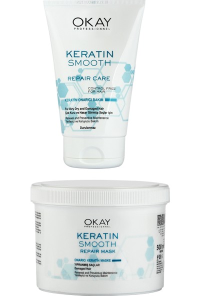 Okay Neva Keratin Smooth Onarıcı Bakım Serisi Saç Maskesi + Durulanmayan Bakım Kremi - 2'li Set Nevaset4 Okay Neva Keratin Smooth Onarıcı Bakım Serisi Saç Maskesi + Durulanmayan Bakım Kremi - 2'li Set Nevaset4