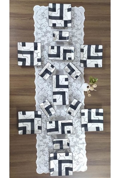 Şura Mutfak Kahvaltı Takımı 15 Parça 6 Kişilik Kara Şimşek El Boyaması