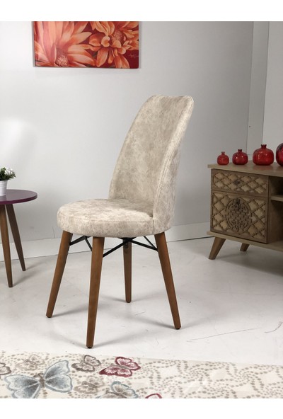 Erva Ceviz Ağaç Ayaklı Gold Sandalye