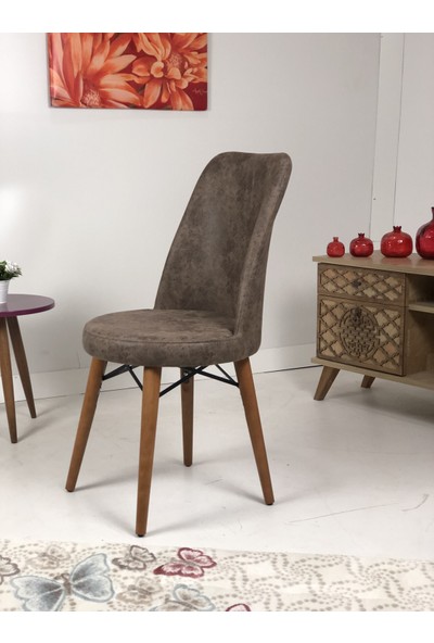 Erva Ceviz Ağaç Ayaklı Gold Sandalye Erva Ceviz Ağaç Ayaklı Gold Sandalye