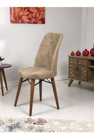 Erva Ceviz Ağaç Ayaklı Gold Sandalye Erva Ceviz Ağaç Ayaklı Gold Sandalye