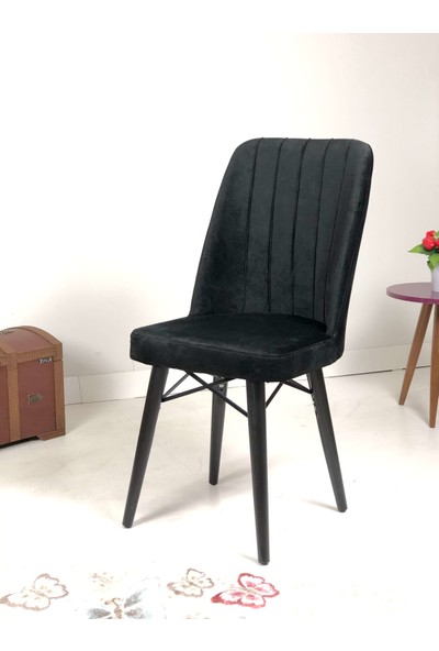 Erva Siyah Ağaç Ayaklı Luna Sandalye Erva Siyah Ağaç Ayaklı Luna Sandalye