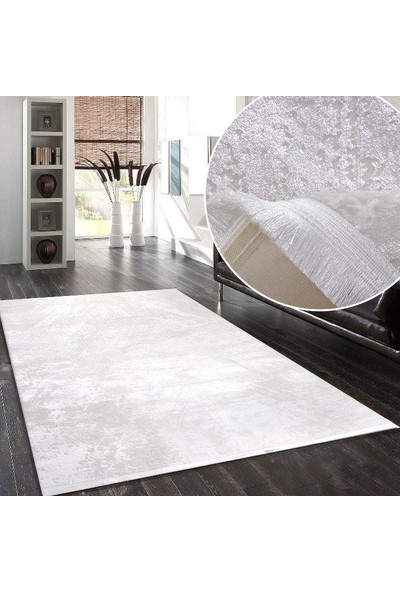 Sanart Beyaz Renk Bambu Halı