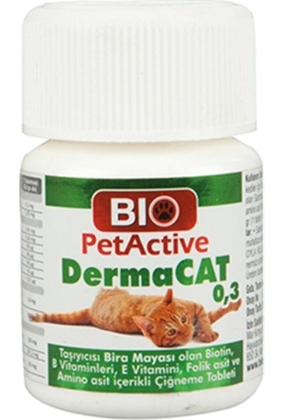 Bio Pet Active Dermacat Kediler Için Sarımsaklı Maya Tableti 75 Adet 22.5 gr Bio Pet Active Dermacat Kediler Için Sarımsaklı Maya Tableti 75 Adet 22.5 gr
