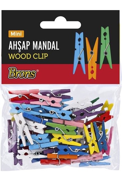 Brons BR-908 Mini Renkli Ahşap Mandal 2.5 cm 25'li Brons BR-908 Mini Renkli Ahşap Mandal 2.5 cm 25'li