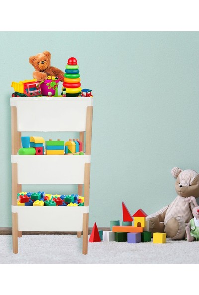 Bienwood Bie 7079 Ahşap 3lü Plastik Saklama Rafı Bienwood Bie 7079 Ahşap 3lü Plastik Saklama Rafı