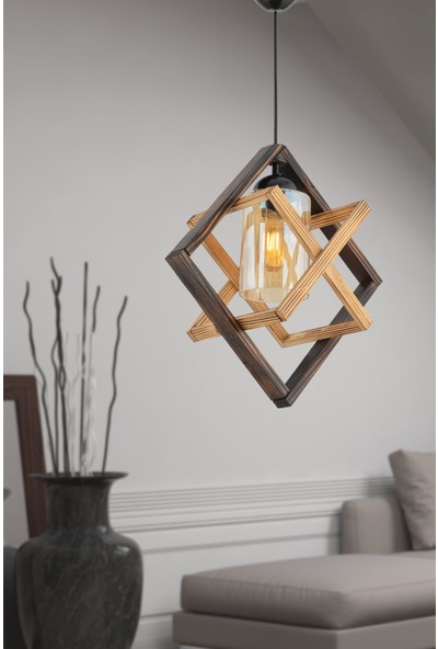 Bi Dolu Shop Saturn Ahşap Sarkıt Avize