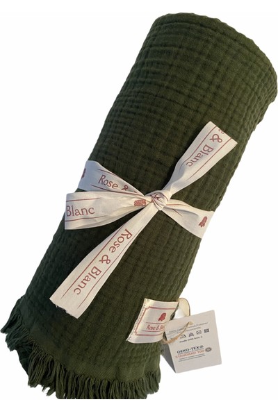 Rose & Blanc Haki 100% Pamuk 4 Katlı Müslin Bebek&çocuk Battaniye 110X120CM Rose & Blanc Haki 100% Pamuk 4 Katlı Müslin Bebek&çocuk Battaniye 110X120CM