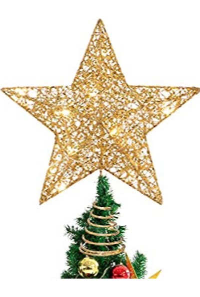 Magicledcorner LED Işıklı Yılbaşı Ağacı Tepe Yıldızı Gold