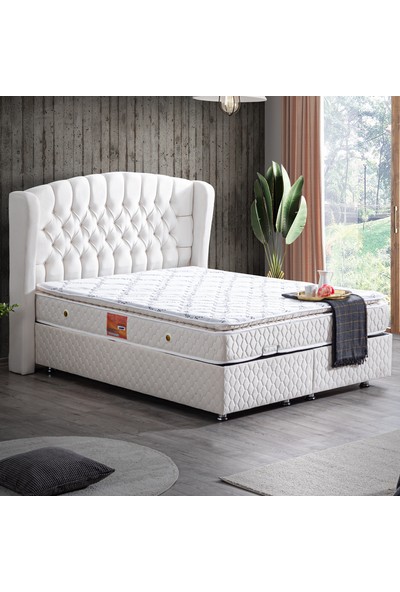 Setay Nice Tek Kişilik Baza Başlık Real Pedli Yatak Seti Krem