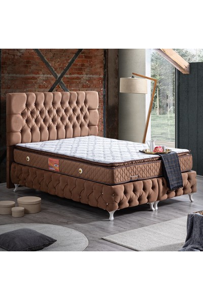 Setay Roma Çift Kişilik Baza Başlık Real Pedli Yatak Seti Kahverengi Setay Roma Çift Kişilik Baza Başlık Real Pedli Yatak Seti Kahverengi