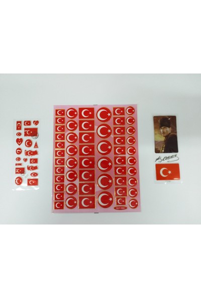 Face Sticker Türk Bayrağı ve Atatürk Sticker 3'lü Set Face Sticker Türk Bayrağı ve Atatürk Sticker 3'lü Set