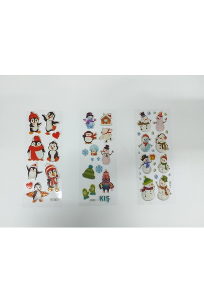 Face Sticker Kış Temalı Sticker 3'lü Set