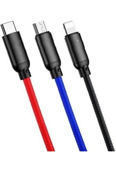 Vonk Çoklu Hızlı Şarj Kablosu 3A Lightning / Type-C / Micro USB Vonk Çoklu Hızlı Şarj Kablosu 3A Lightning / Type-C / Micro USB