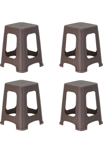 Sivasgözde Plastik Rattan Hasır Desenli Büyük Tabure 4 Lü Set Sivasgözde Plastik Rattan Hasır Desenli Büyük Tabure 4 Lü Set