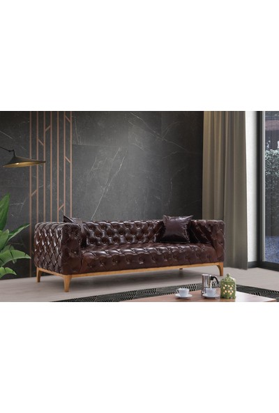 Berkay Concept 3'lü Deri Italyan Deri Chester