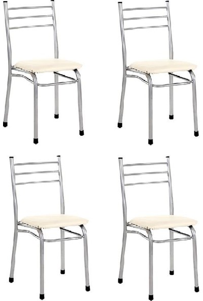 Sivasgözde Asos Metal Krem 4'lü Kahve Çay Ocağı Kıraathane Sandalyesi