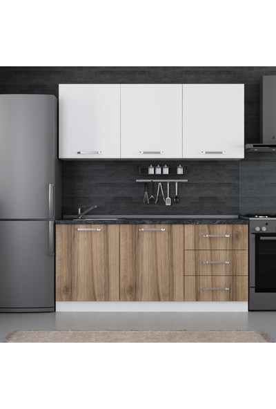 Minar 180 Cm Mutfak Dolabı Beyaz Dore 180-D1