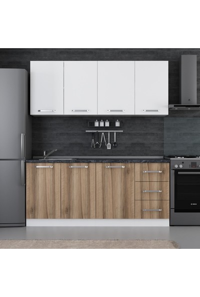 Minar 185 Cm Mutfak Dolabı Beyaz Dore 185-D1