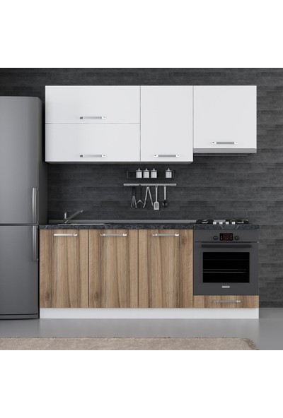 Minar 200 Cm Mutfak Dolabı Beyaz Dore 200-D8