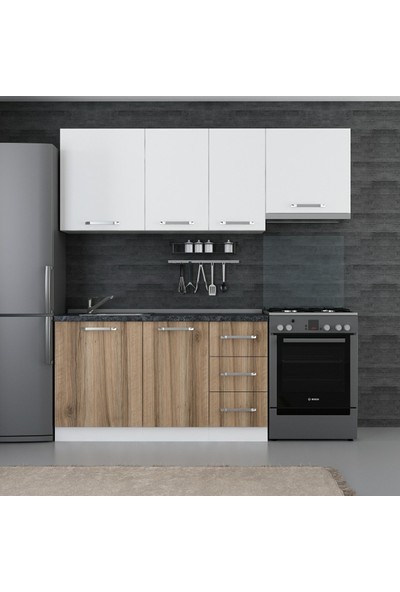 Minar 205 Cm Mutfak Dolabı Beyaz Dore 205-D4