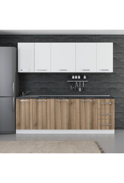 Minar 230 Cm Mutfak Dolabı Beyaz Dore 230-D1