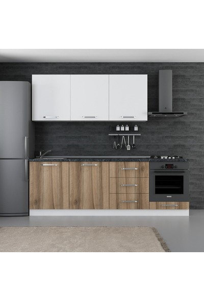 Minar 240 Cm Mutfak Dolabı Beyaz Dore 240-D7