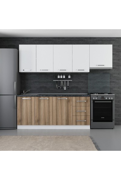 Minar 245 Cm Mutfak Dolabı Beyaz Dore 245-D8