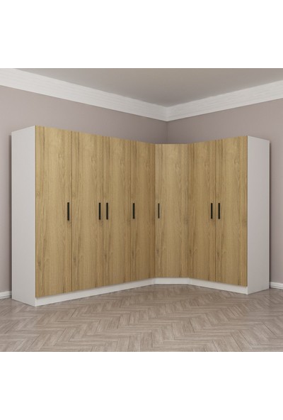Evim Kale 7 Kapaklı 2Ç Köşe Dolap - Pera Ceviz