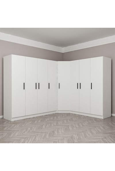 Minar Kale 8 Kapak 4Ç Köşe Zincir Dolap - Beyaz