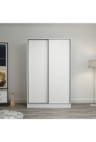 Minar Kale 2 Kapaklı Sürgülü Dolap 120 Cm - Beyaz