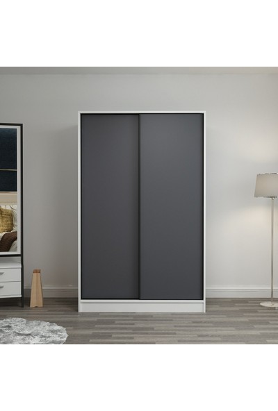 Minar Kale 2 Kapaklı Sürgülü Dolap 120 Cm - Beyaz/Antrasit Minar Kale 2 Kapaklı Sürgülü Dolap 120 Cm - Beyaz/Antrasit