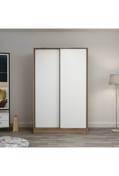 Minar Kale 2 Kapaklı Sürgülü Dolap 120 Cm - Dore/Beyaz