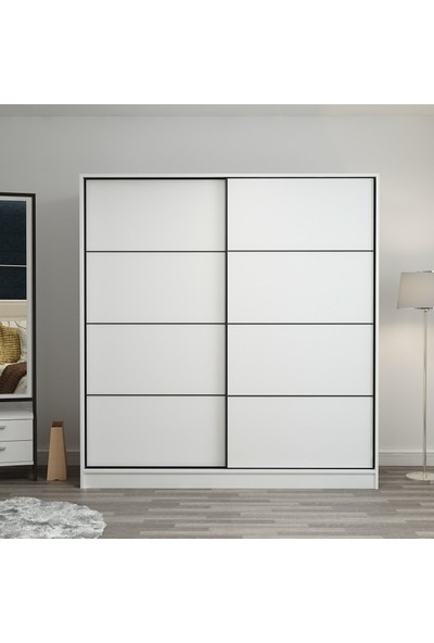 Minar Kale 2 Kapaklı Sürgülü Dolap 180 Cm - Beyaz